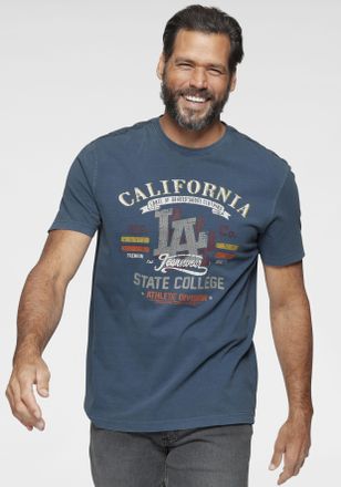 Arizona T-Shirt ARIZONA, Herren, Gr. 4XL (68/70), blau (blau, washed), Single Jersey, Obermaterial: 100% Baumwolle, bedruckt, normal, Rundhals, Shirts T-Shirt