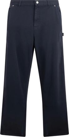 Moncler Homme, Pantalons, Bleu, Taille: M Pantalon en Gabardine de Coton M&eacute;lang&eacute;
