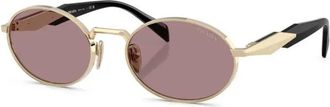 Prada SPR65ZZVN20I Oval Metal Frame Sunglasses - Gold