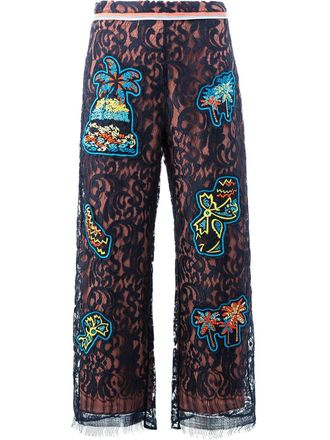 Peter Pilotto lace patch overlay trousers - Noir