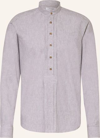 Grasegger Trachtenhemd Kopeke Slim Fit Mit Leinen Und Stehkragen grau