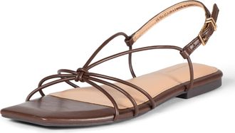Amazon Essentials Damen Strappy Flat Sandals, Braunes Kunstleder, 37.5 EU