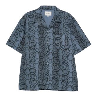 Carhartt Work in Progress Homme, Chemises, Bleu, Taille: XL S/S Snake Camo Shirt