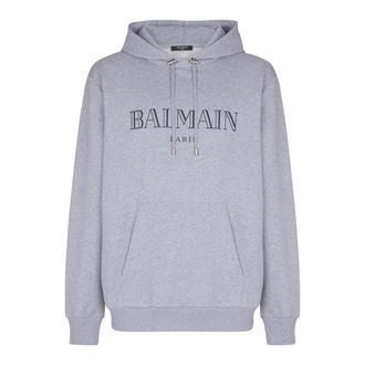 Balmain Kapuzenpullover aus Baumwolle mit aufgedrucktem -Vintage Logo - - Sweatshirts & Hoodies - Herren - Grau - 3XL