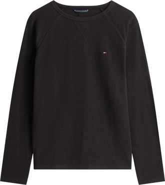 Tommy Hilfiger Herren Langarmshirt Waffle mit Rundhalsausschnitt, Schwarz (Black), M