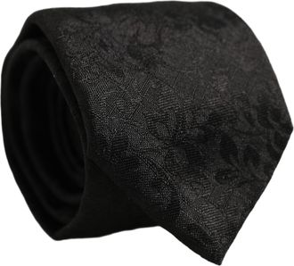 Dolce & Gabbana Tonal Floral Silk Necktie - Black