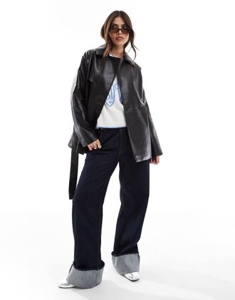 Only Only - Trench-coat court en similicuir - Noir
