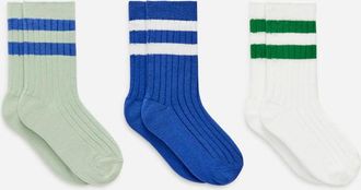 Arket Gerippte Socken 3er-Pack -Blau