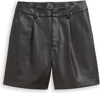 Tom Tailor Damen 1049314 Shorts in Lederoptik, 14482-Deep Black, XXL