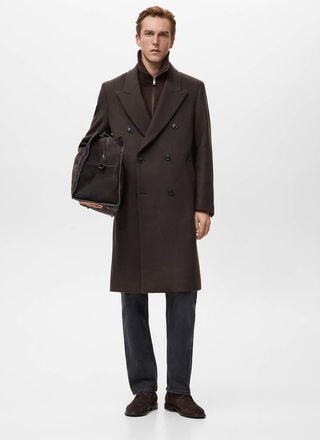 Mango Manteau crois&eacute; oversize chocolat - Homme - M - MANGO MAN