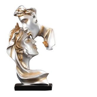 Generic K&uuml;ssende Paare Skulptur, Universelle K&uuml;ssende Liebhaberstatue f&uuml;r Zuhause (Grey)