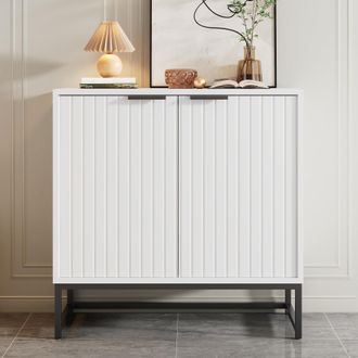 Generic Sideboard mit 2 Türen in Vakuum-Formgebung Standschrank mit Metallgriffen Rahmenbeinen Kabinett für Wohnzimmer Flur Küche Esszimmer Beistellschrank We
