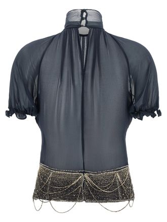 The Attico Beaded Embroidery Blouse - Black