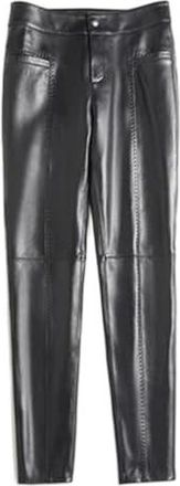 Generic Pantalon mince en cuir pour femme Pantalon crayon skinny taille moyenne, 004 Noir, XXL