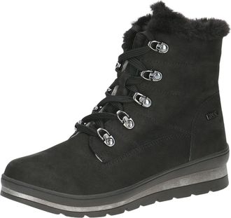 Caprice Damen Stiefeletten zum Schnüren Gefüttert Wasserabweisend, Schwarz (Black Nubuc), 38.5 EU