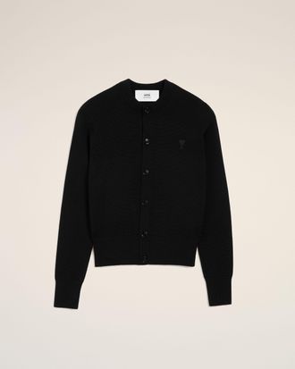 Ami Ami Paris - Cardigan noir en laine col rond Ami de Coeur Noir - Taille : XXS - pour Femme
