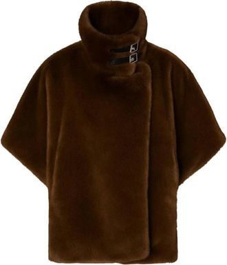 Pinko Pinko, Femme, Vestes, Brun, Taille: 36 FR Cape en fausse fourrure