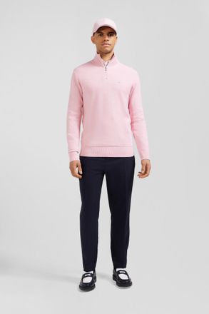 Eden Park Pull Col Camionneur Zipp&eacute; Uni En Coton Rose Coupe Regular