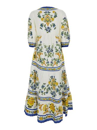 Farm Rio Womens Maxi V-Neck Dress Multicolour