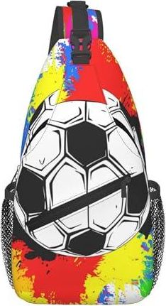 Generic Sacoche Bandouliere Ballon de football aquarelle Multifonction Sling Bag L&eacute;ger Sling Sac &agrave; Dos pour Homme Femme Randonn&eacute;e