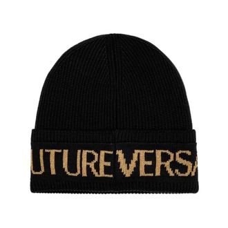 Versace Jeans Couture Intarsia Logo Rippstrickm&uuml;tze - - Accessories - unisex - Schwarzk - ONE SIZE