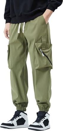 Generic Pantalon de jogging &agrave; coupe droite pour homme pour sortir et se d&eacute;placer au quotidien, l&eacute;ger, taille &eacute;lastique, pantalon tendance et confortable, Vert