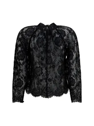Self Portrait Womens Lace Blouse Black Polyamide; Viscose; Lyocell Shirt