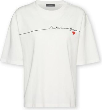 Elena Miro Femme, Tops, Blanc, Taille: 38 FR T-shirt en coton avec imprim&eacute;