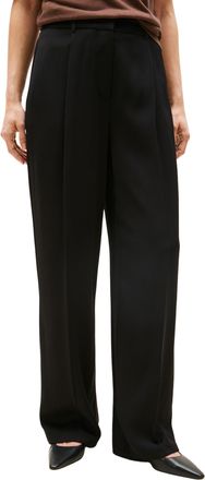 Tommy Hilfiger Damen Stoffhose Twill Straight Pants Relaxed Fit, Schwarz (Black), 36