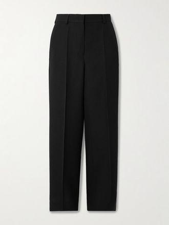 Toteme Garderob Recycled Grain De Poudre Straight-leg Pants - Black