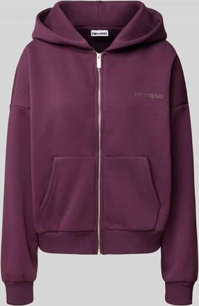 Review Relaxed Fit Sweatjacke aus Baumwoll-Mix mit Label-Detail