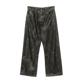 Palm Angels Curved Logo Coated Pants - - Trousers - Herren - Grau - M