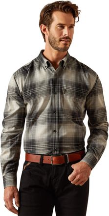 Ariat Mens Clement Shirt Long Sleeve in Grey Ombre Plaid, Size 2X-Large, by Ariat