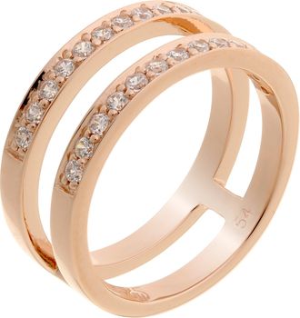 Orphelia Damen-Ring 925 Silber teilvergoldet Zirkonia transparent Brillantschliff Gr. 60 (19.1)-ZR-7124/RG/60