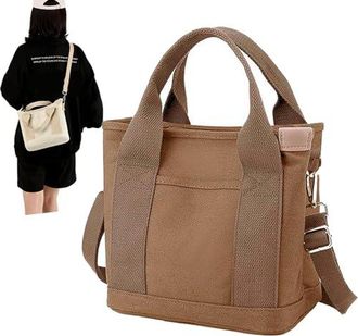 Generic Tinkertechus Petit sac fourre-tout pour femme avec fermeture éclair, grande capacité, multi-poches, sac à main en toile à bandoulière, marron, 23*22*1