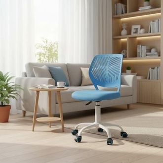 Furniture R Wohnzimmer Sessel & Stühle ergonomischer Drehstuhl ohne Armlehnen, höhenverstellbar, Netzstoff, Metallfuß mit Rollen, 38x40cm Sitz, 32cm Rückenlehne, 