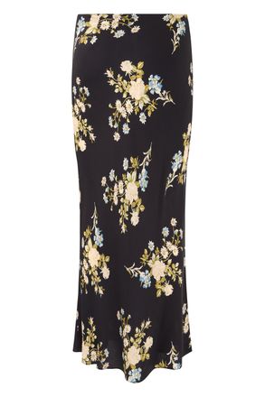 Veronica Beard Floral Silk Skirt - Black