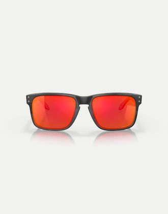 Oakley Holbrook quadratische Sonnenbrille aus der Black Camo Collection mit orange verspiegeltem Glas in Schwarz im Military-Muster