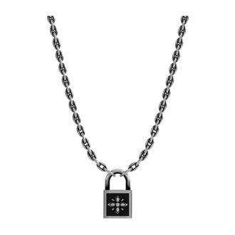 John Richmond Vorh&auml;ngeschloss-Halskette mit Blume - - Accessories - Damen - Grau - ONE SIZE