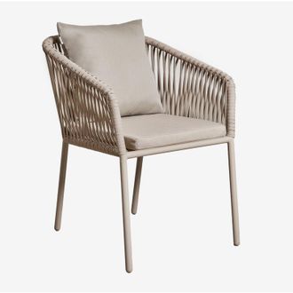 Sklum 2er-Pack Arhiza Classic Esszimmerstühle mit Armlehnen aus Aluminium und geflochtenem Seil Moka Braun