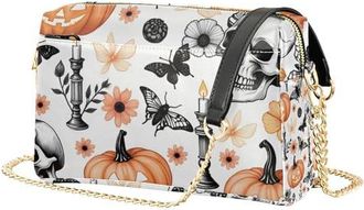 Mnsruu Sacs à bandoulière en cuir pour femme, motif citrouille, crâne, papillon, sac à main