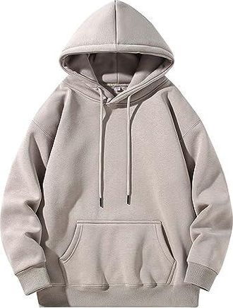 Generic Sweat &agrave; capuche uni &agrave; manches longues pour homme - Sweat &agrave; manches longues pour lext&eacute;rieur - Pour entra&icirc;nement int&eacute;rieur et ext&eacute;rieur, gris, 5XL