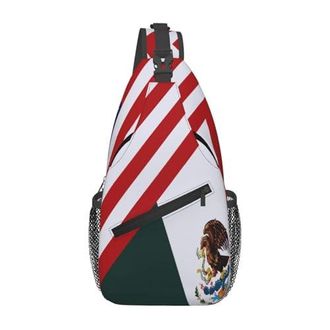 Generic Drapeau Du Mexique Drapeau Am&eacute;ricano-Mexicain Sac Poitrine Multifonctionnel Sacs &Agrave; Dos Pratique Sac &Agrave; Dos Bandouli&egrave;re Pour Excursion Sport Shopping
