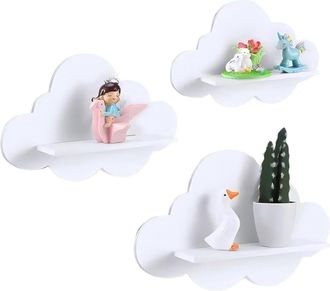 Generic Niedliche Wand Regal,3 Teile Wolkenf&ouml;rmige B&uuml;cherregale | Wolkenf&ouml;rmige Moderne Wandregale - F&uuml;r Kinderzimmer Badezimmer Etage B&uuml;cher Pflanzen Dekorat