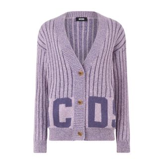 GCDS Gcds - Gilet en maille &agrave; logo Intarsia - Femme - Pulls - Violet - Taille: 38 FR