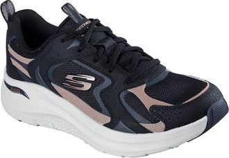 Skechers Femme Arch Fit 2.0 Vintage Luxe Basket, Black Leather/Mesh/Rosegold Trim, 36.5 EU