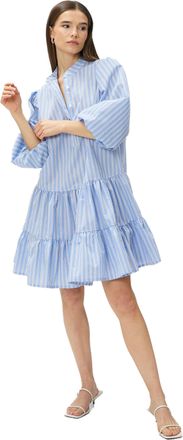 Koton Women Puff Sleeve Mandarin Neck Short Shirt Dress