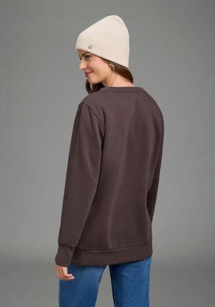 Laura Scott Longsweatshirt mit Seitenschlitzen und hochwertiger Stickerei