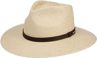 Stetson Chapeau Panama Uni Traveller Homme - Made in Ecuador de Plage DEte en Paille avec Bandeau Cuir Ete Printemps-ete - L (58-59 cm) Nature