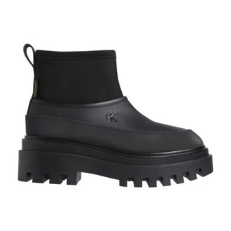 Calvin Klein Jeans Niedrige Flatform Schwarze Regenstiefel - - Shoes - Damen - Schwarzk - 36 EU